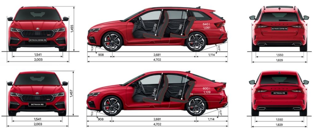 rozměry škoda octavia rs | Auta Živě